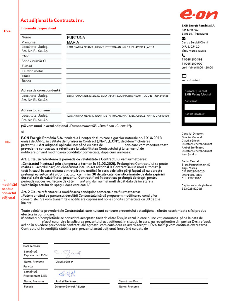 Noile Conditii Comerciale Aferente Contractului Tau | PDF