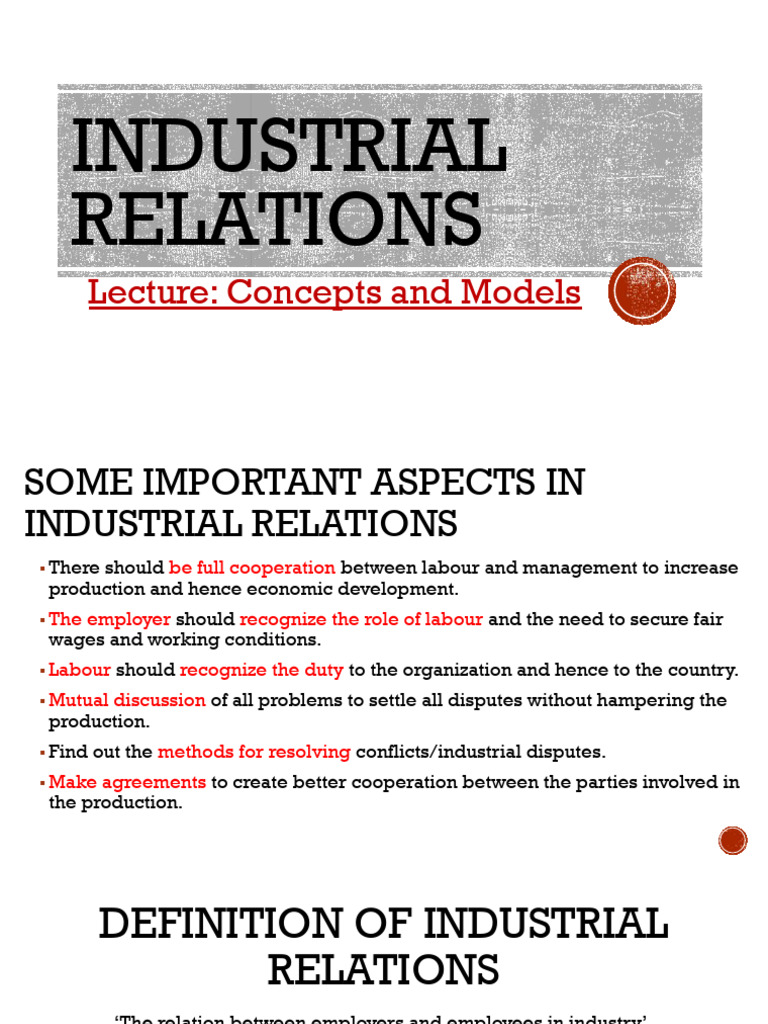 1. Industrial Relations Concept and Models.pptx | PDF