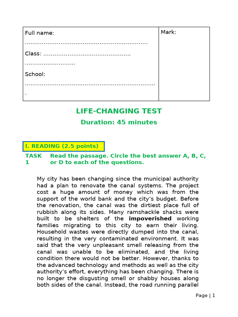 Fun Test 1 | PDF