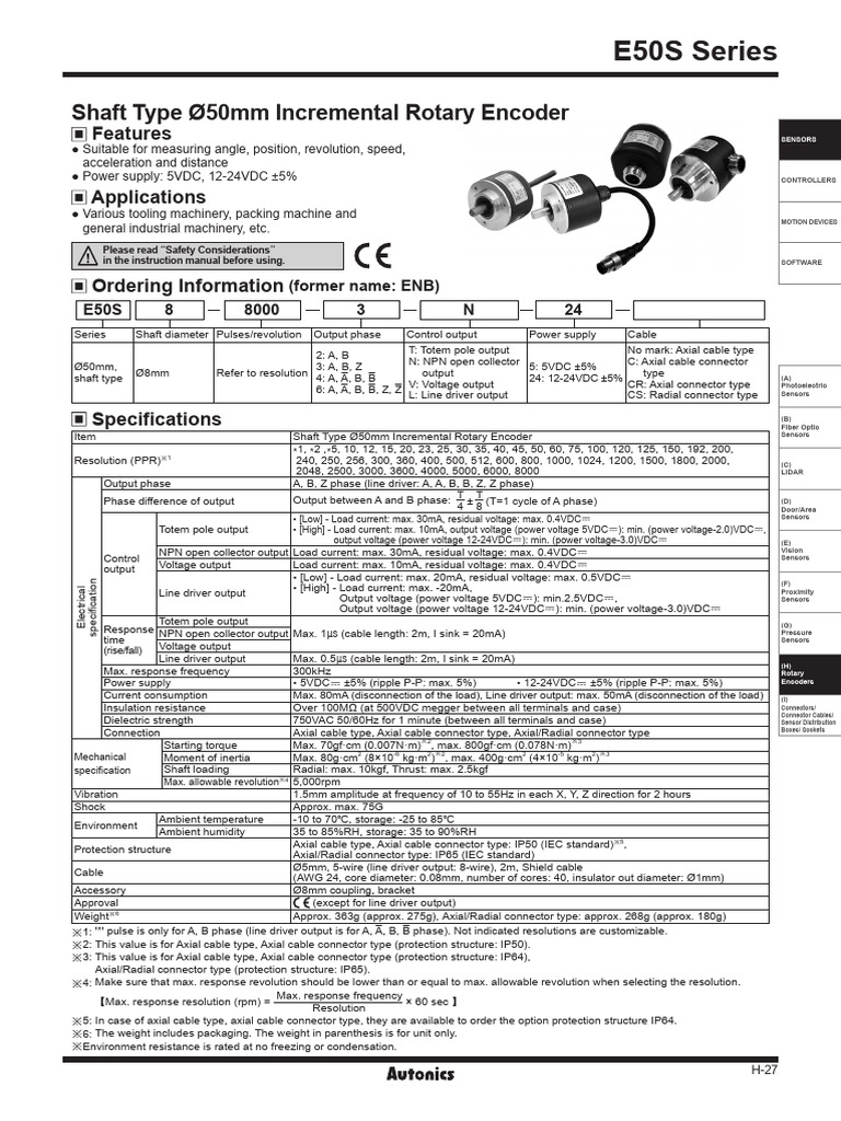 Autonics E50S - EN - Cat - DRW171369AB - 20190410 - W | PDF | Electrical Connector | Electrical ...