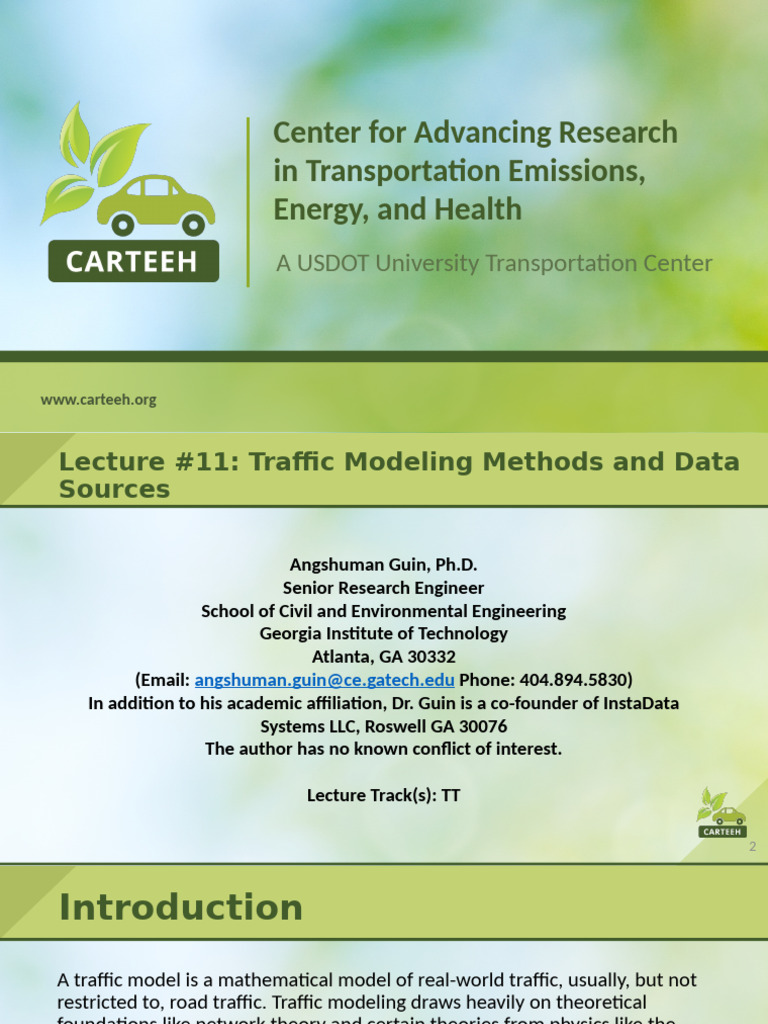 Traffic Modeling Methods and Data Sources | PDF