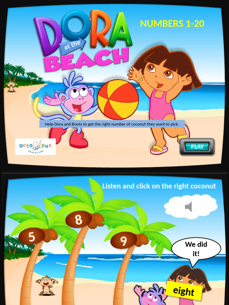 Dora at The Beach Fun Activities Games Games | PDF