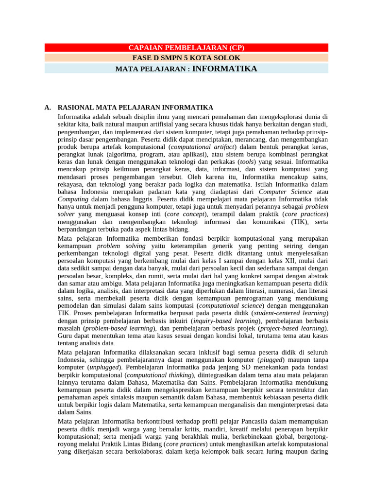 CP Fase D - Informatika | PDF