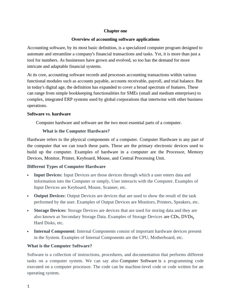 ch1 Overviewof Accounting Software | PDF | Computer Hardware | Business