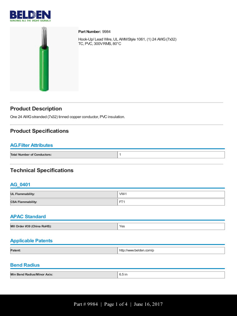 9984_Technical Datasheet_belden-1095727 | PDF
