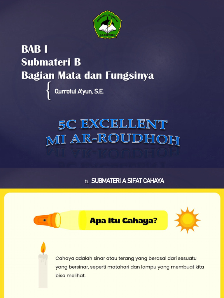 Ipas Bab I Sub A Sifat Cahaya Sub B Bagian Mata Kelas 5C | PDF