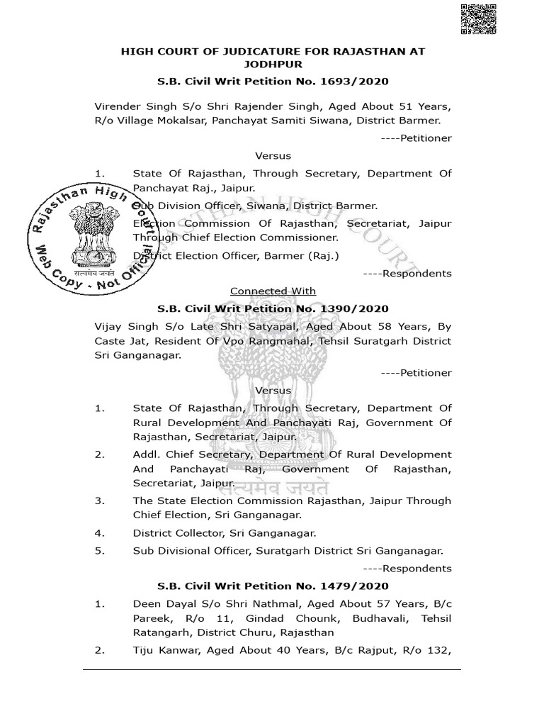 SB Civil Writ 16932020 | PDF