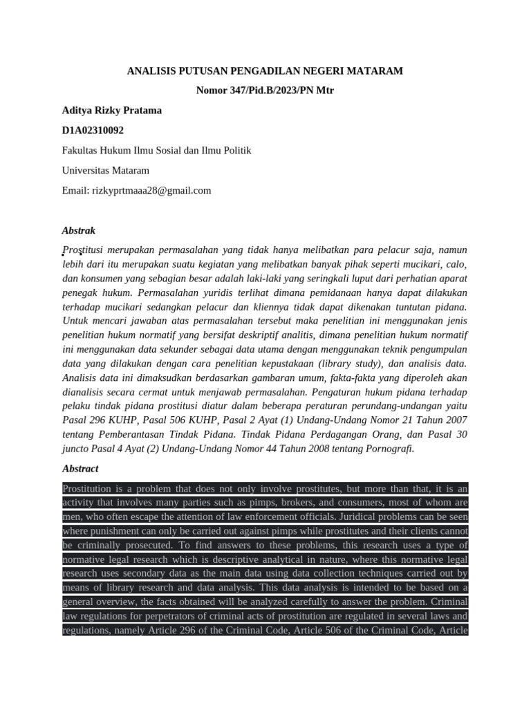 Aditya Rizky Pratama D1a02310092 A2 Delik Delik | PDF