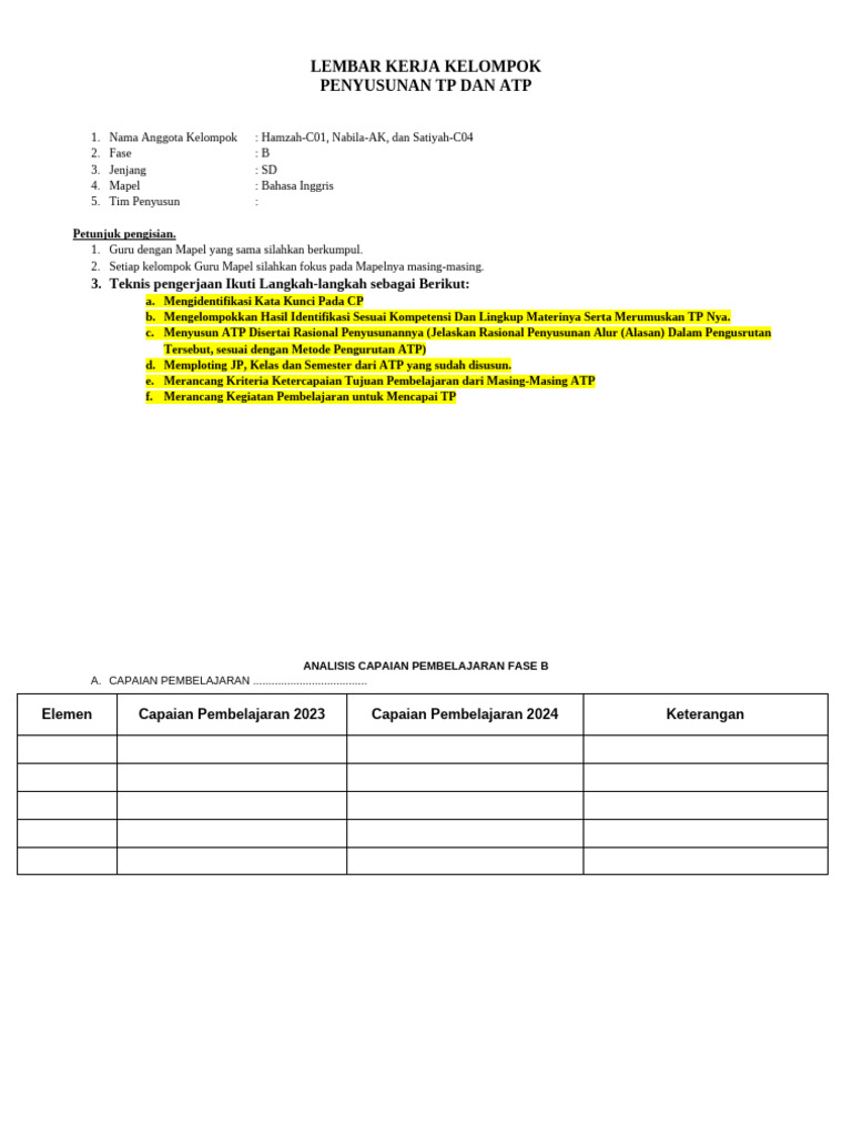 LK CP, TP, Atp | PDF