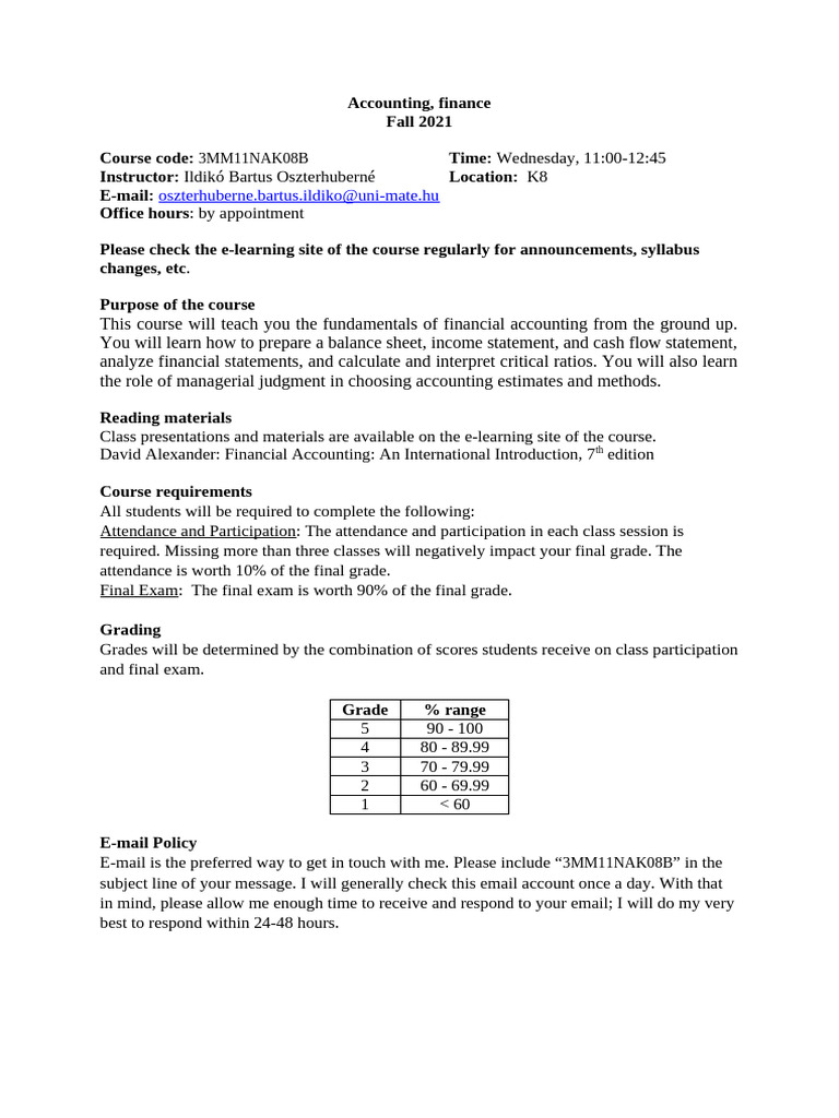 Syllabus Fall 2021 | PDF