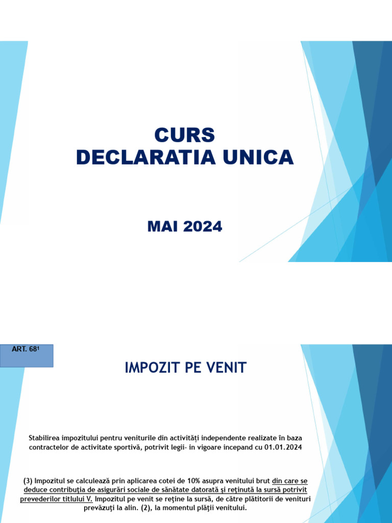Curs Declaratia Unica 2024 | PDF