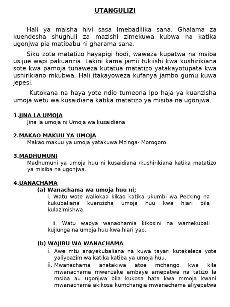 Katiba Ya Kikundi Cha Kusaidiana 2 | PDF