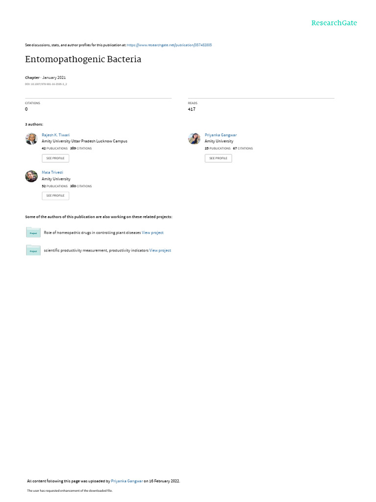 Entomopathogenic Bacteria | PDF