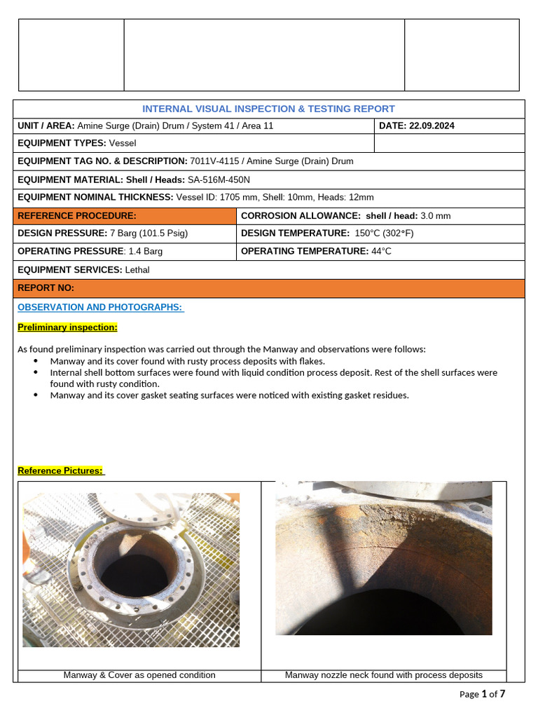 Final Inspection Report 7011V-4115 | PDF