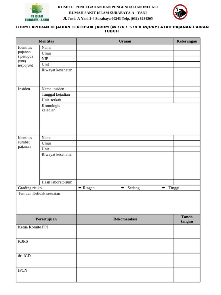 Form Insidens Tertusuk Jarum | PDF