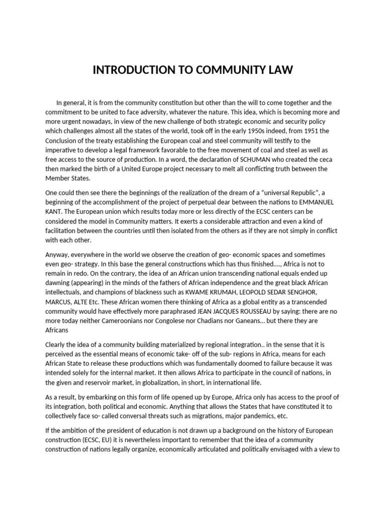 Community Law | PDF
