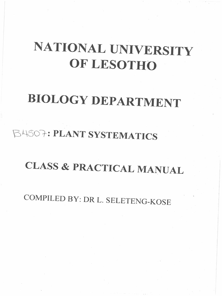 Plant Systematics Manual | PDF