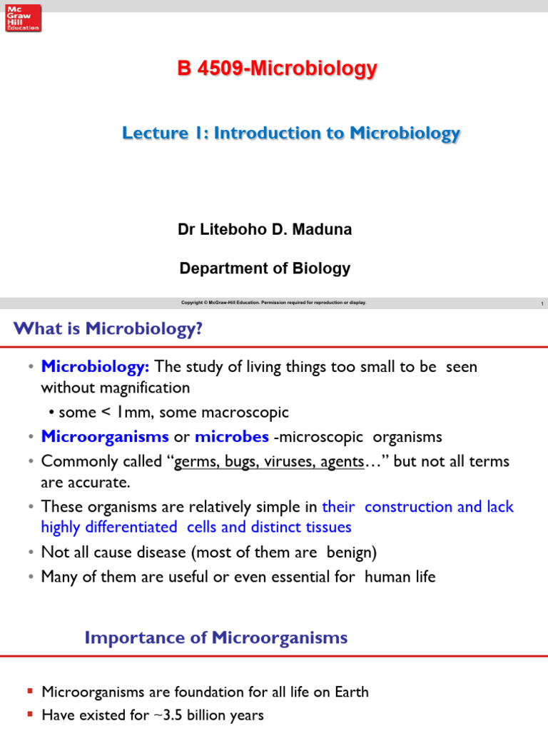 Lecture 1-Introduction To Microbiology | PDF | Business Law | Property Law