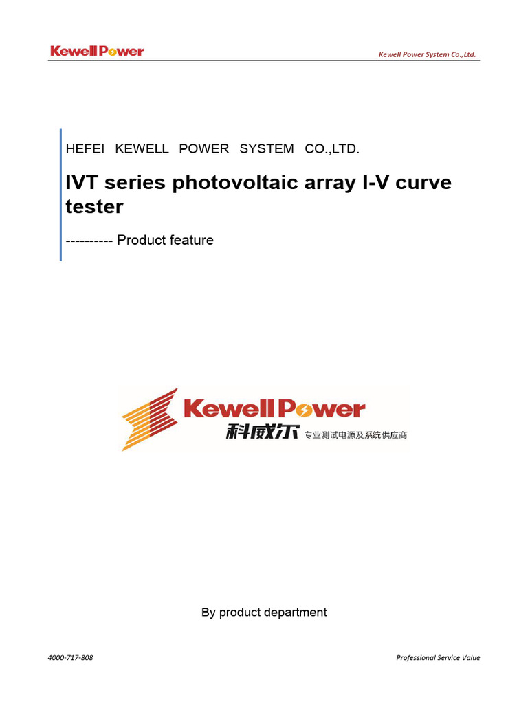 Kewell-IVT Series Photovoltaic Array I-V Curve Tester | PDF
