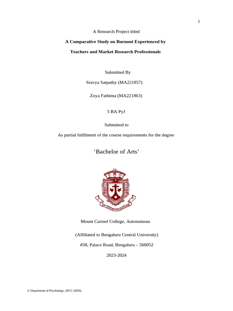 5th Semester Research Project | PDF