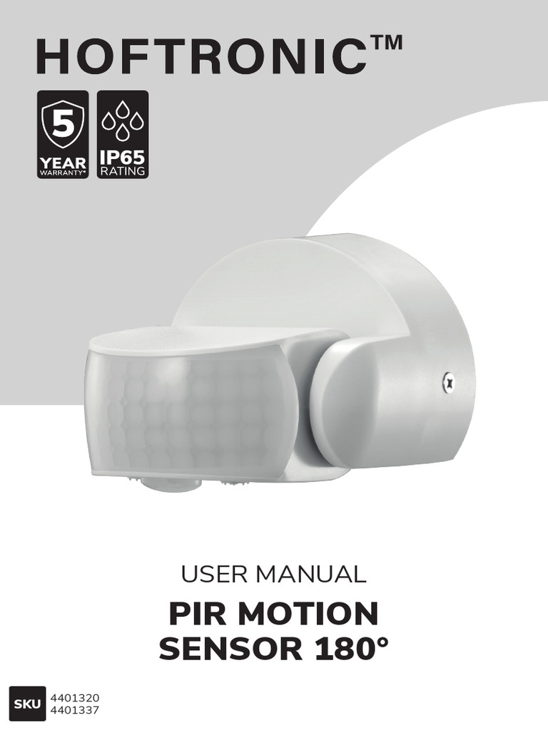 PIR Motion Sensor 180 Black Manual | PDF