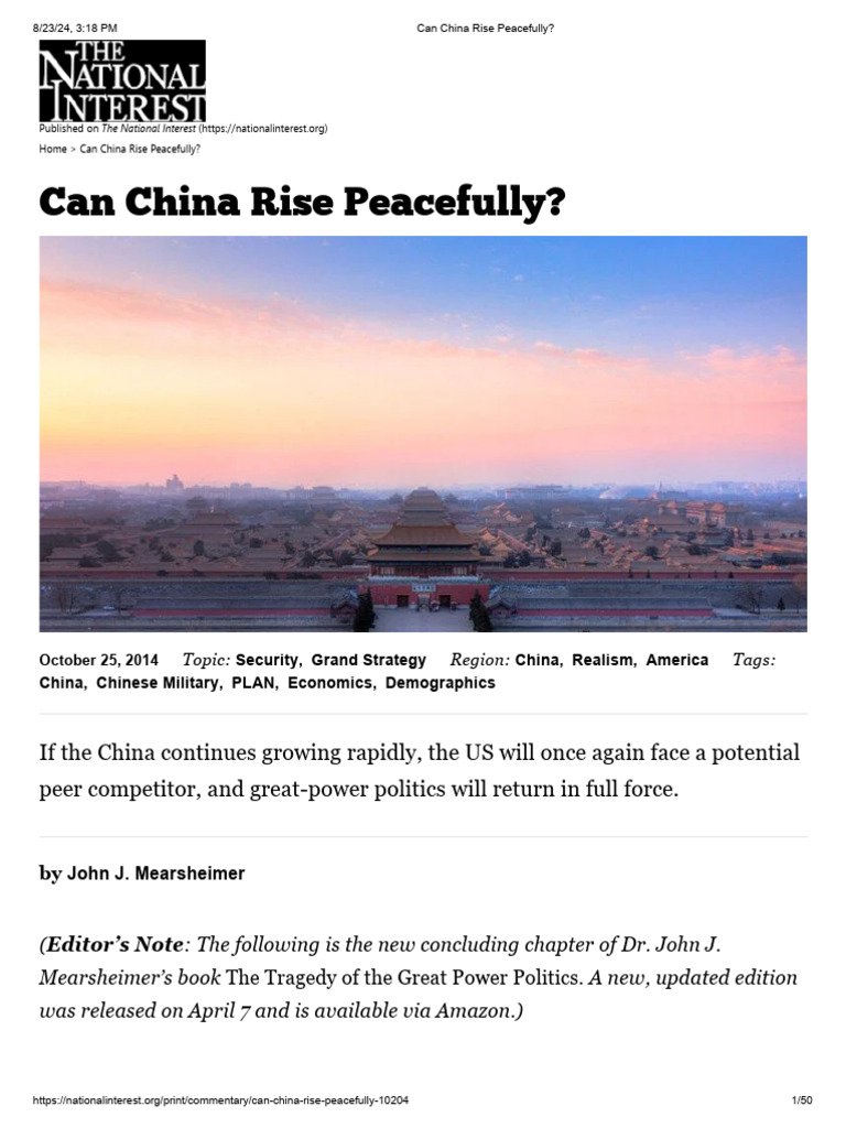 Can China Rise Peacefully | PDF