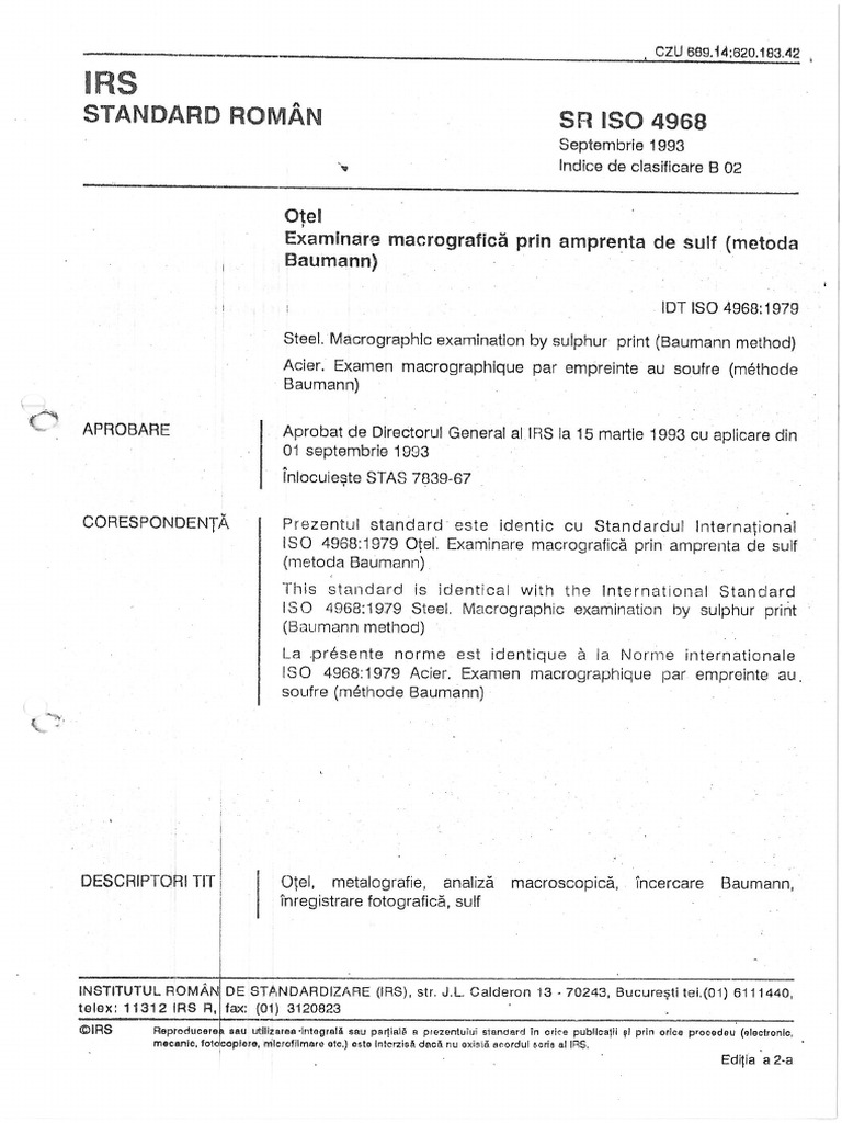 SR Iso 4968-1993 | PDF