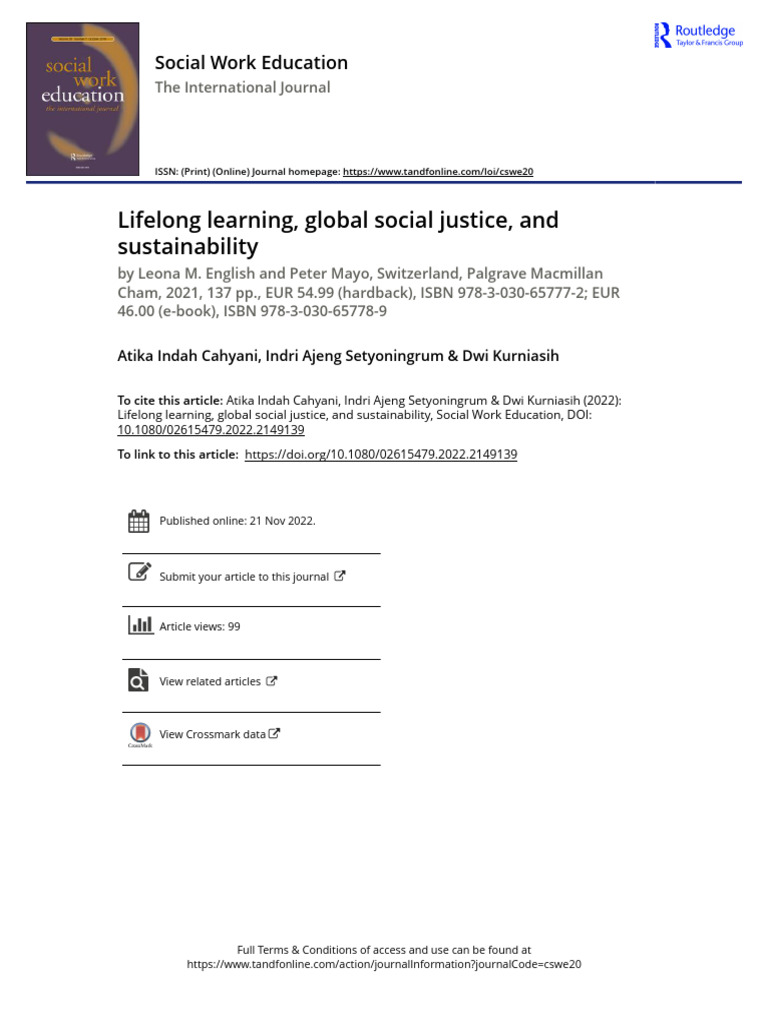 Lifelong Learning Global Social Justice and Sustainability | PDF