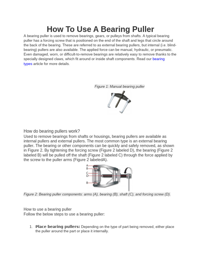 How To Use A Bearing Puller | PDF | Screw | Technology & Engineering