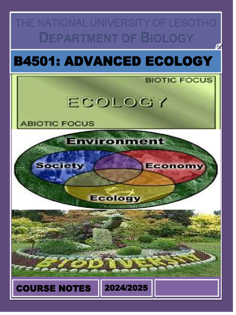 Lecture 2 - B4501-Advanced Ecology - 2024-2025 | PDF