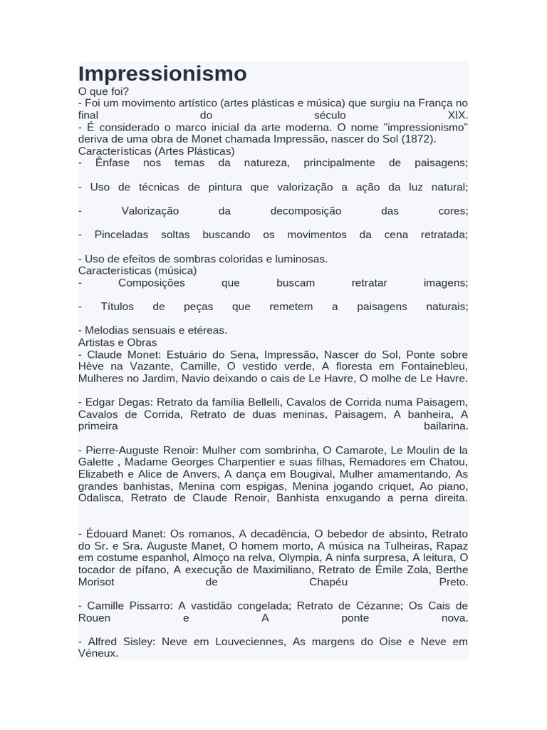 Impressionismo | PDF