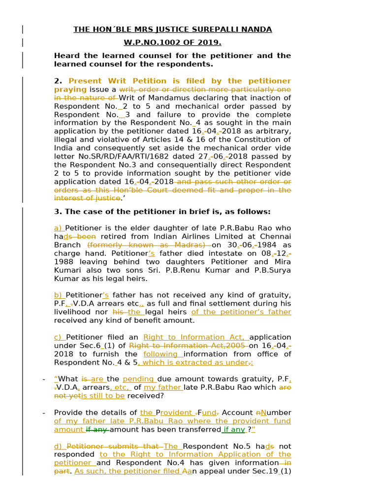Synopsis W.P.1002 of 2019 | PDF