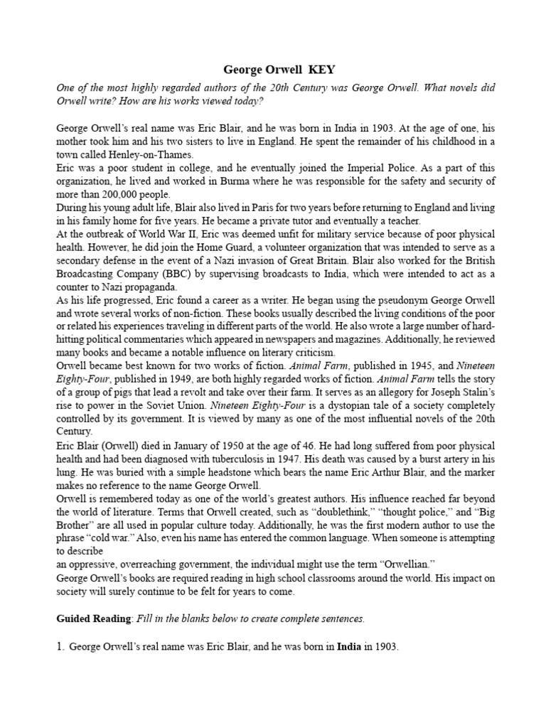 George Orwell + China + North Korea KEY | PDF | North Korea | General ...