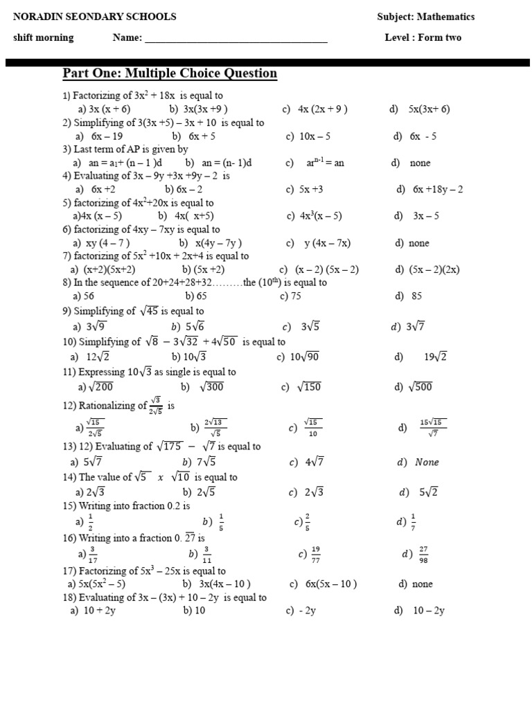 Form 2 Assigment Updated 10 | PDF