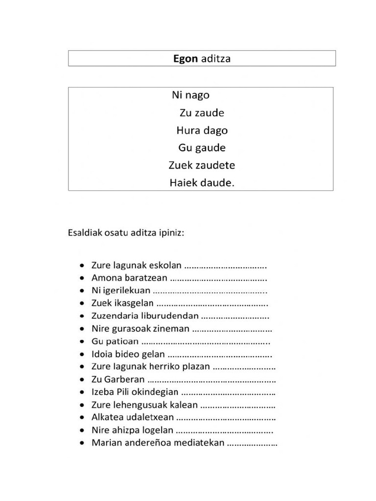 Aditza Trinkoak - Egon, Izan, Joan, Etorri | PDF