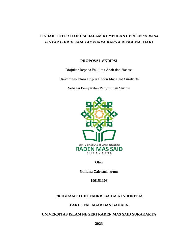 Tindak Tutur Ilokusi Dalam Kumpulan Cerpen Merasa Pintar Bodoh Saja Tak ...