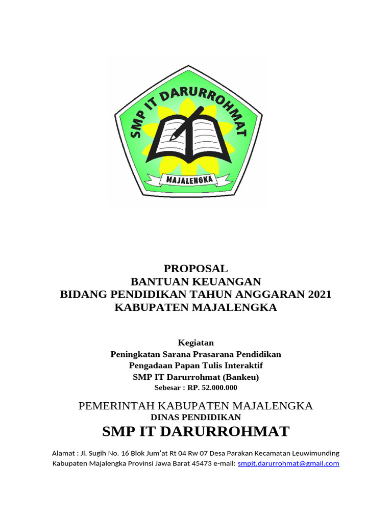 Contoh PROPOSAL Papan Tulis Interaktif Dari Internet | PDF