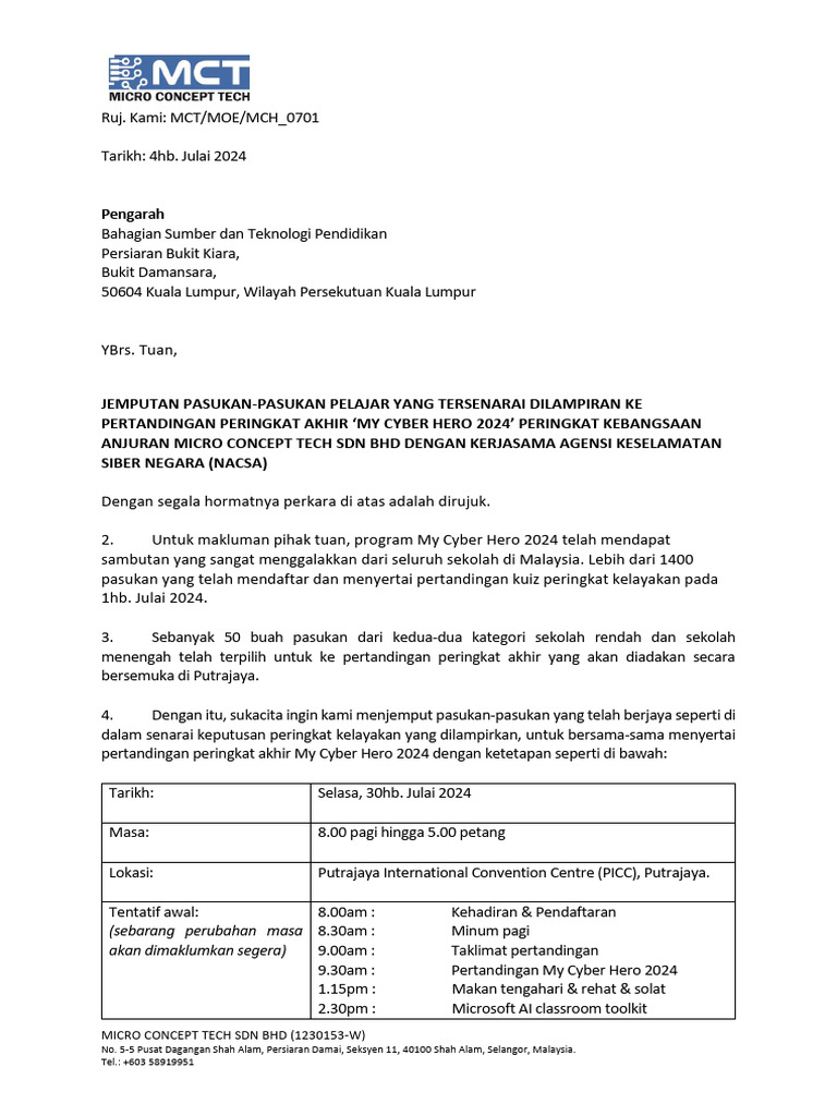 Surat Jemputan Pertandingan | PDF