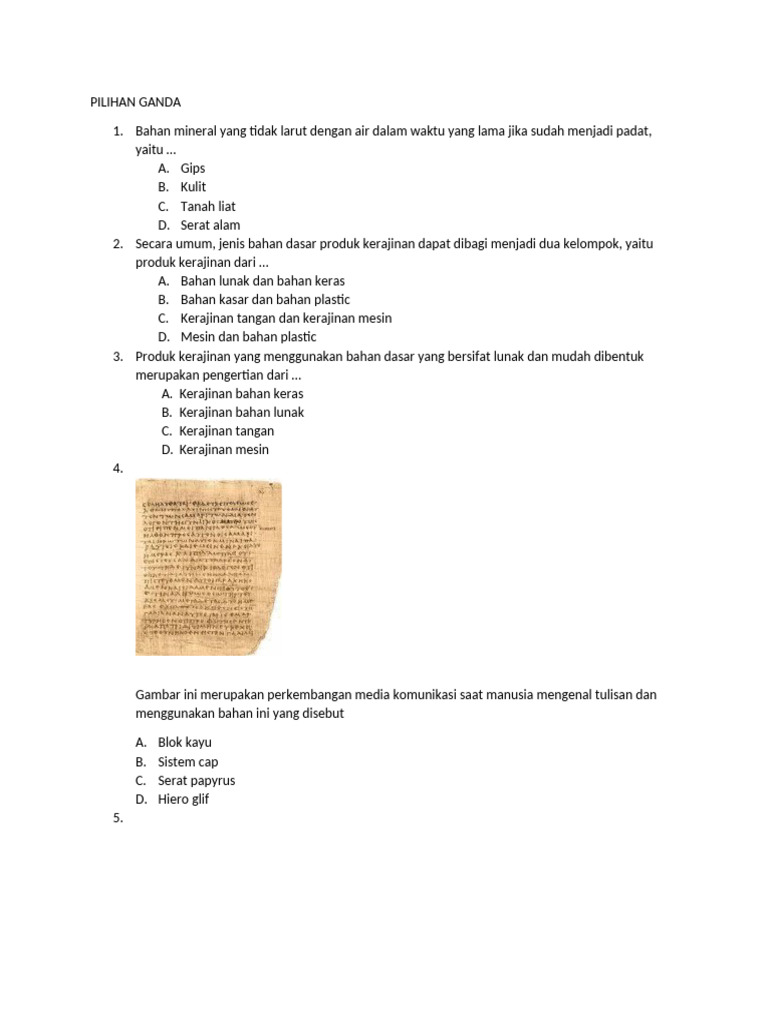 Soal Prakarya Kelas 8 Ganjil | PDF