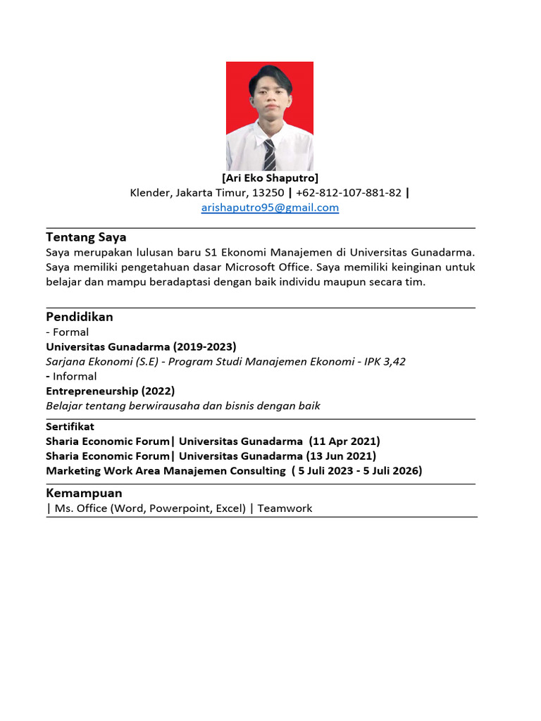 Ari Eko Shaputro CV | PDF