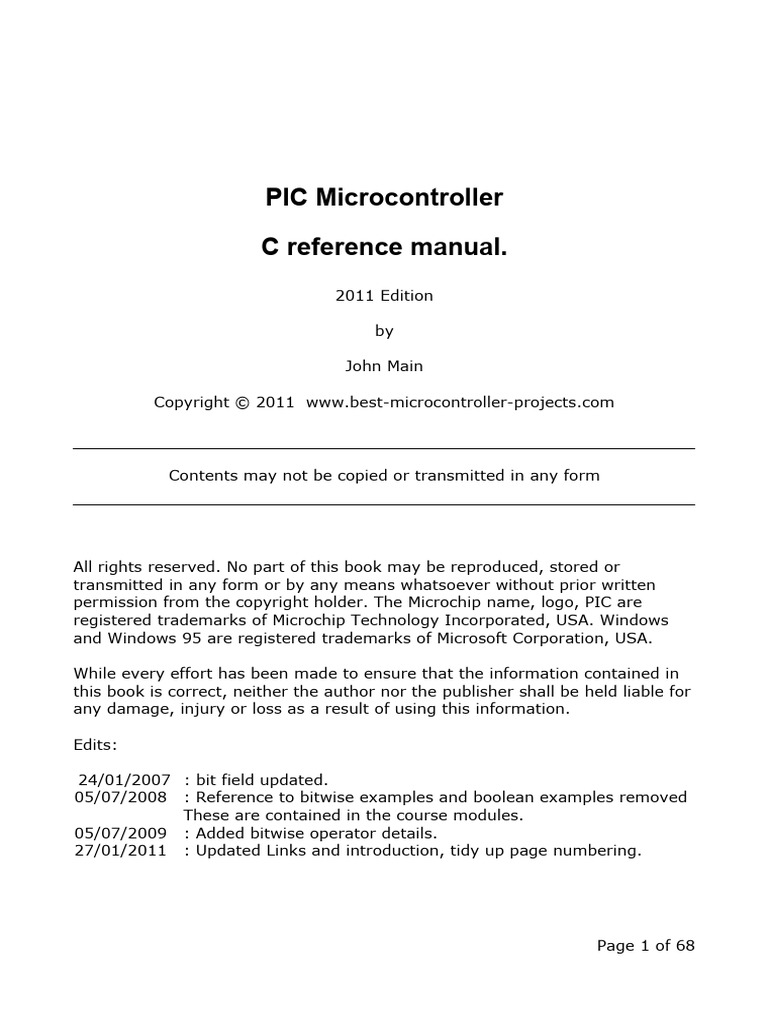 Pic Micro C Course Reference Manual | PDF