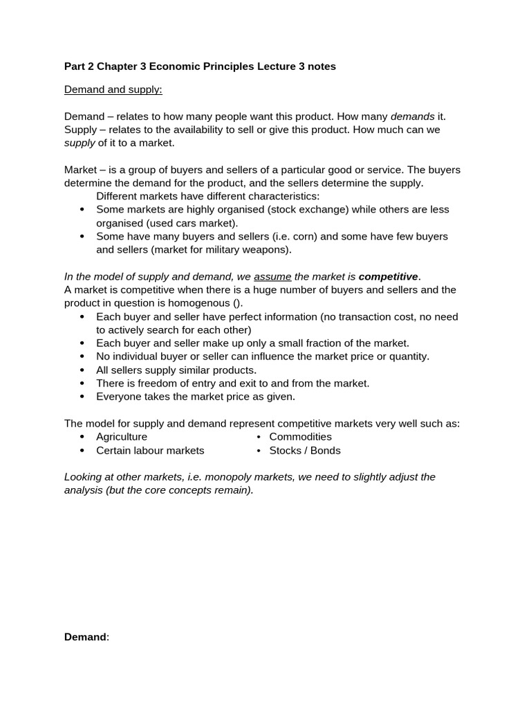 Part 2 Chapter 3 Economic Principles Lecture 3 Notes | PDF | Elasticity ...