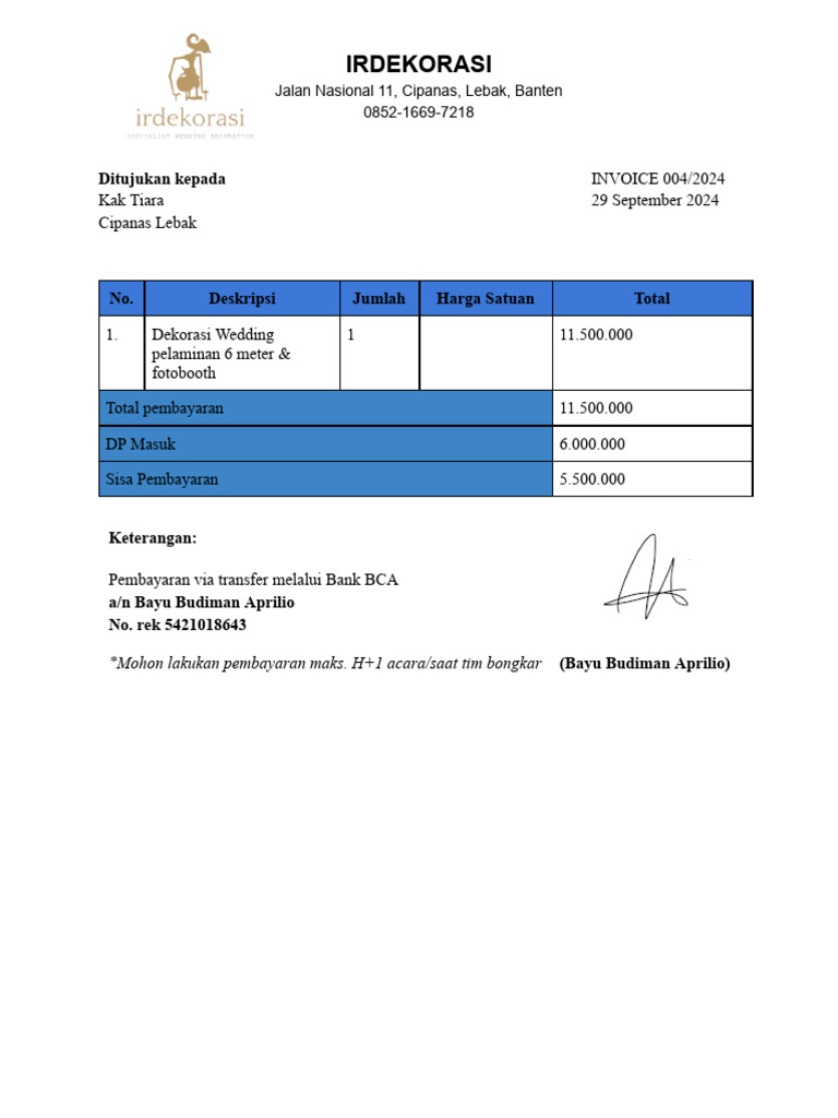 INVOICE DEKORASI (1) | PDF