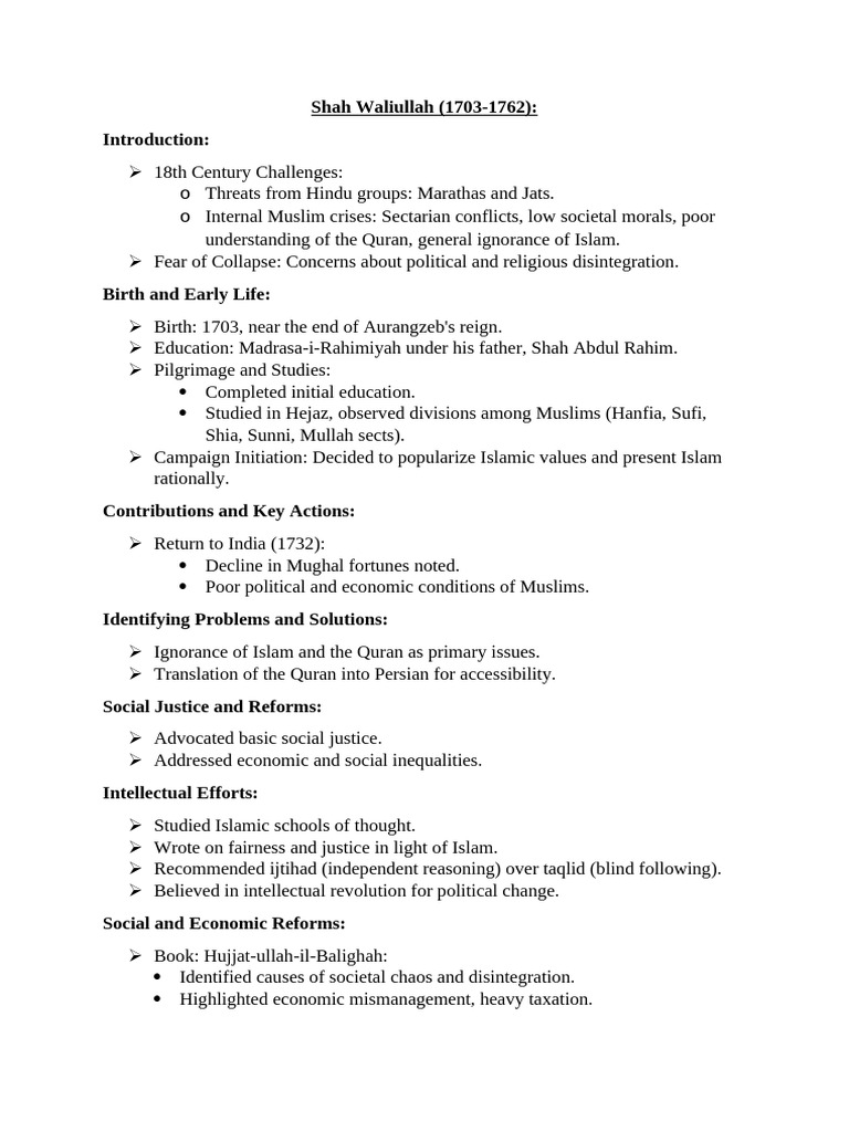 Shah Waliullah | PDF