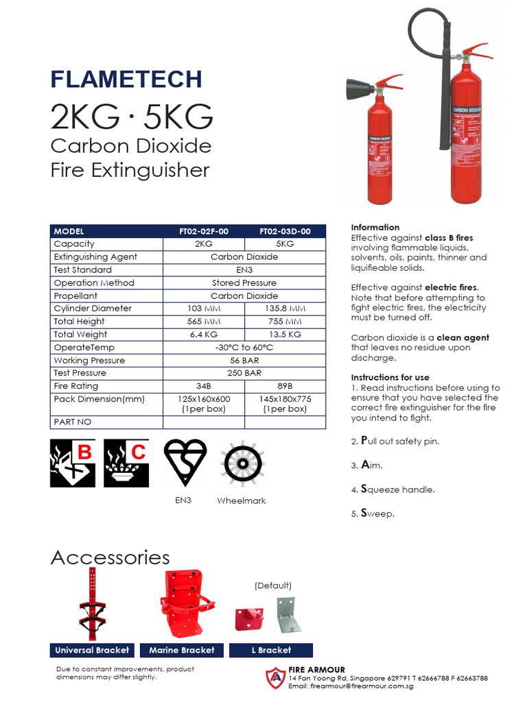 Flametech 2KG 5KG Carbon Dioxide Fire Extinguisher | PDF