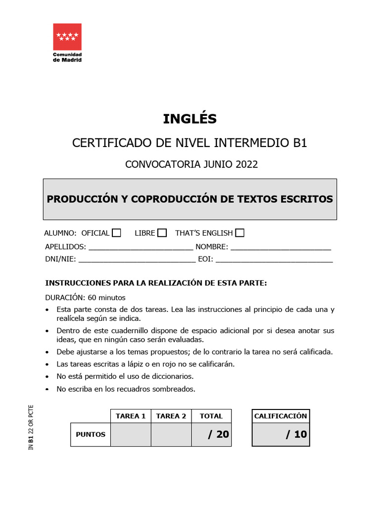in B1 22 or Pcte | PDF
