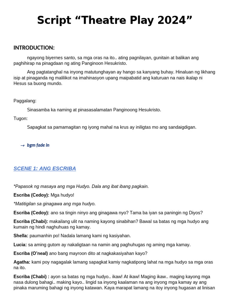 Theatre Script 2024 1 | PDF
