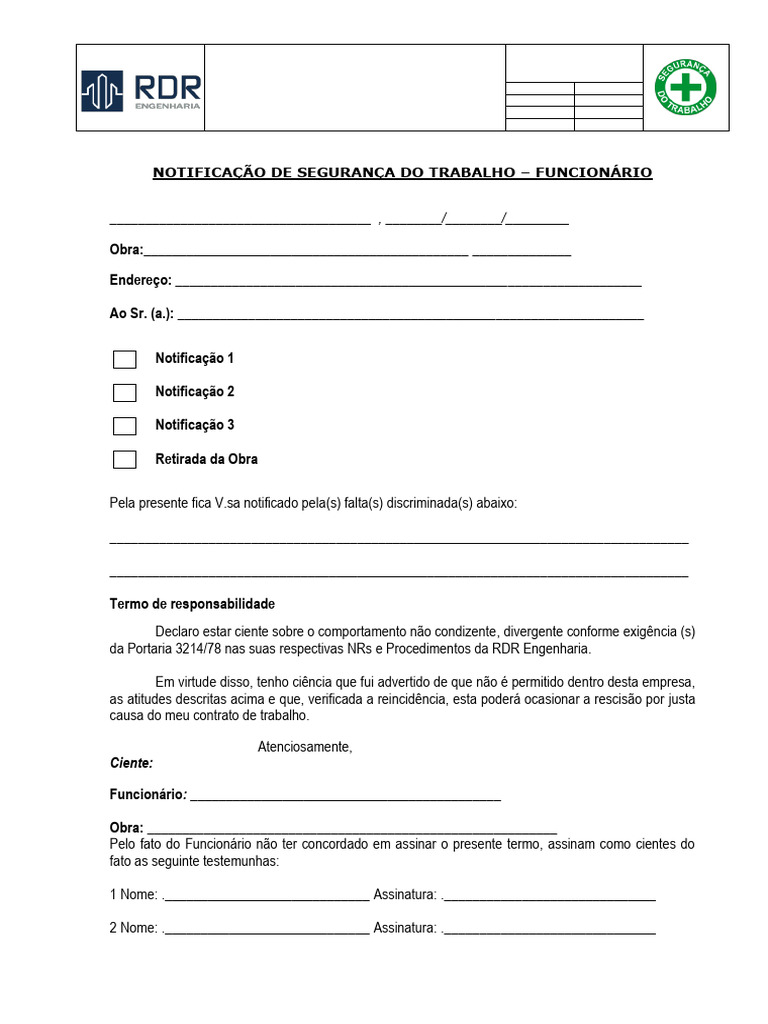 DG - FORM - 04 - Notificação de Segurança Rev 00 | PDF