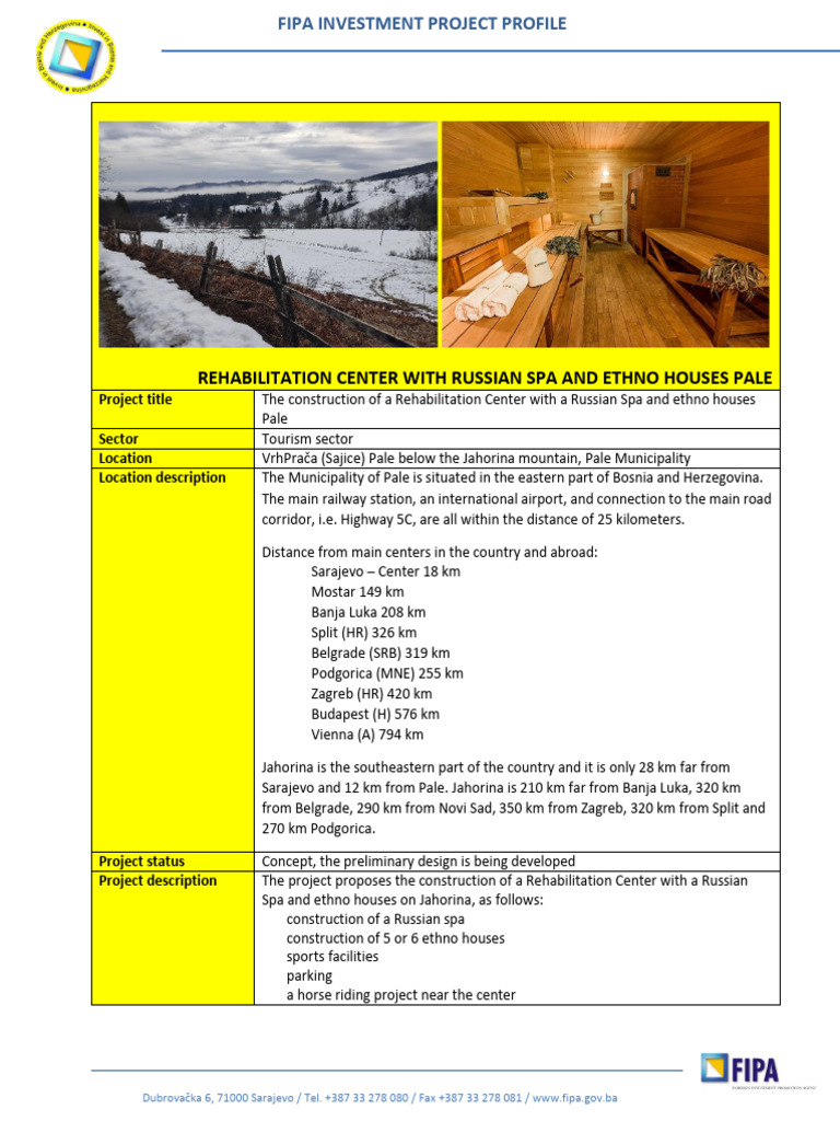 Rehabilitation Center With Russian Spa and Ethno Houses Pale | PDF