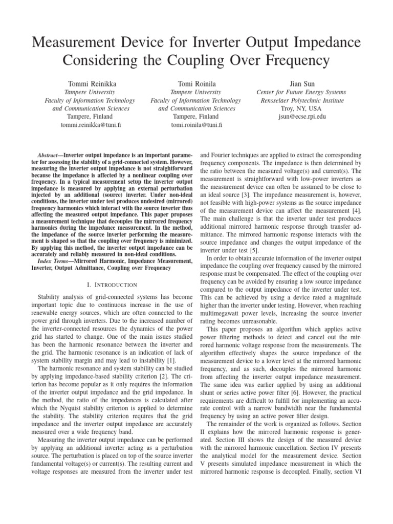 Measurement Device For Inverter Output Impedance 1 | PDF